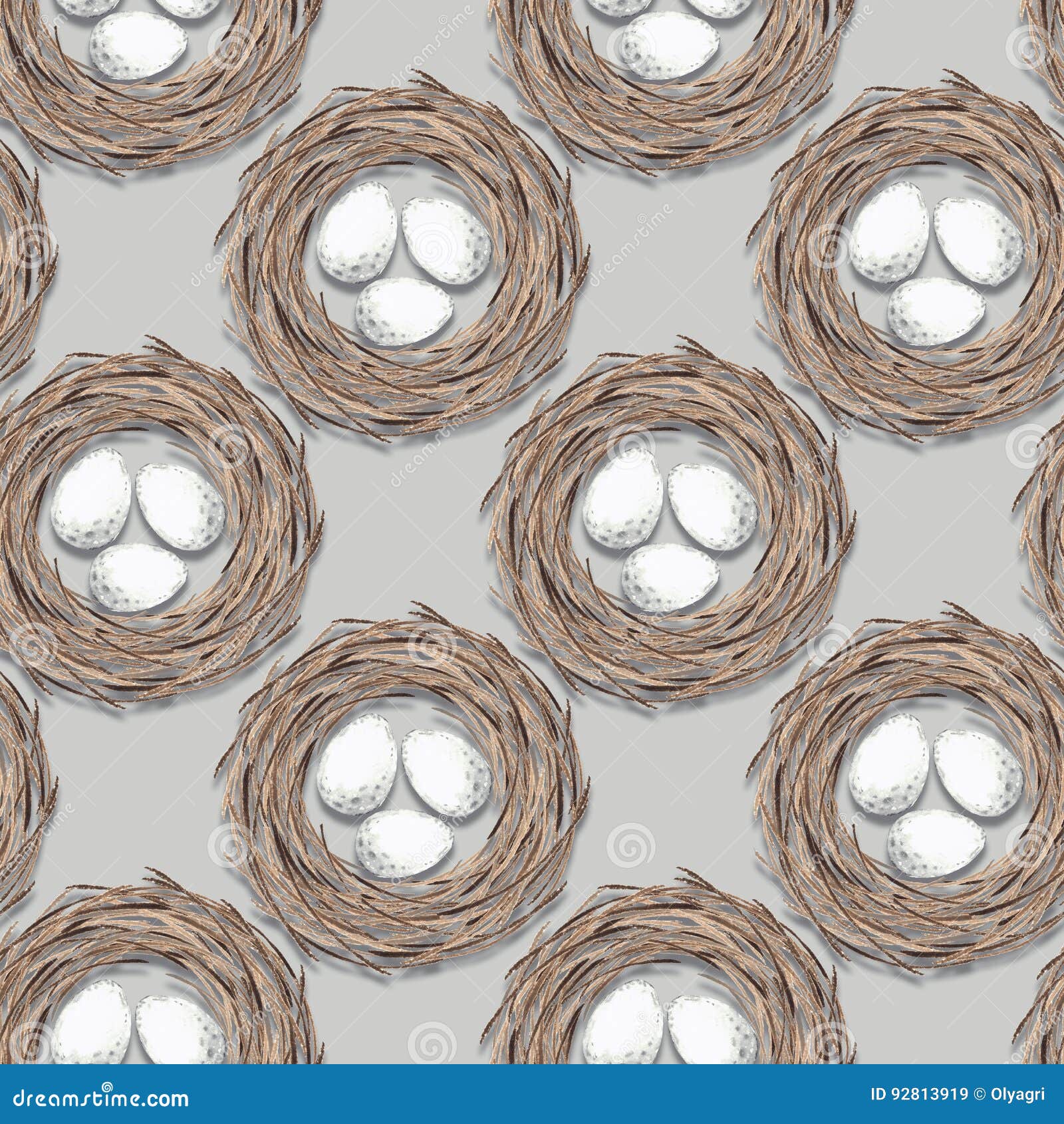 Birds Nest with Eggs. Seamless Pattern Stock Illustration ...