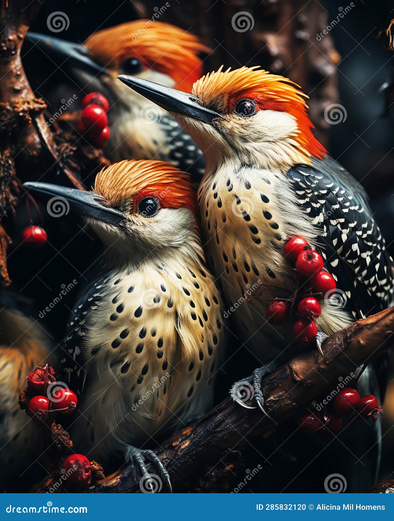 Birds in the Nest in Tree Hole. AI Generated Stock Illustration ...