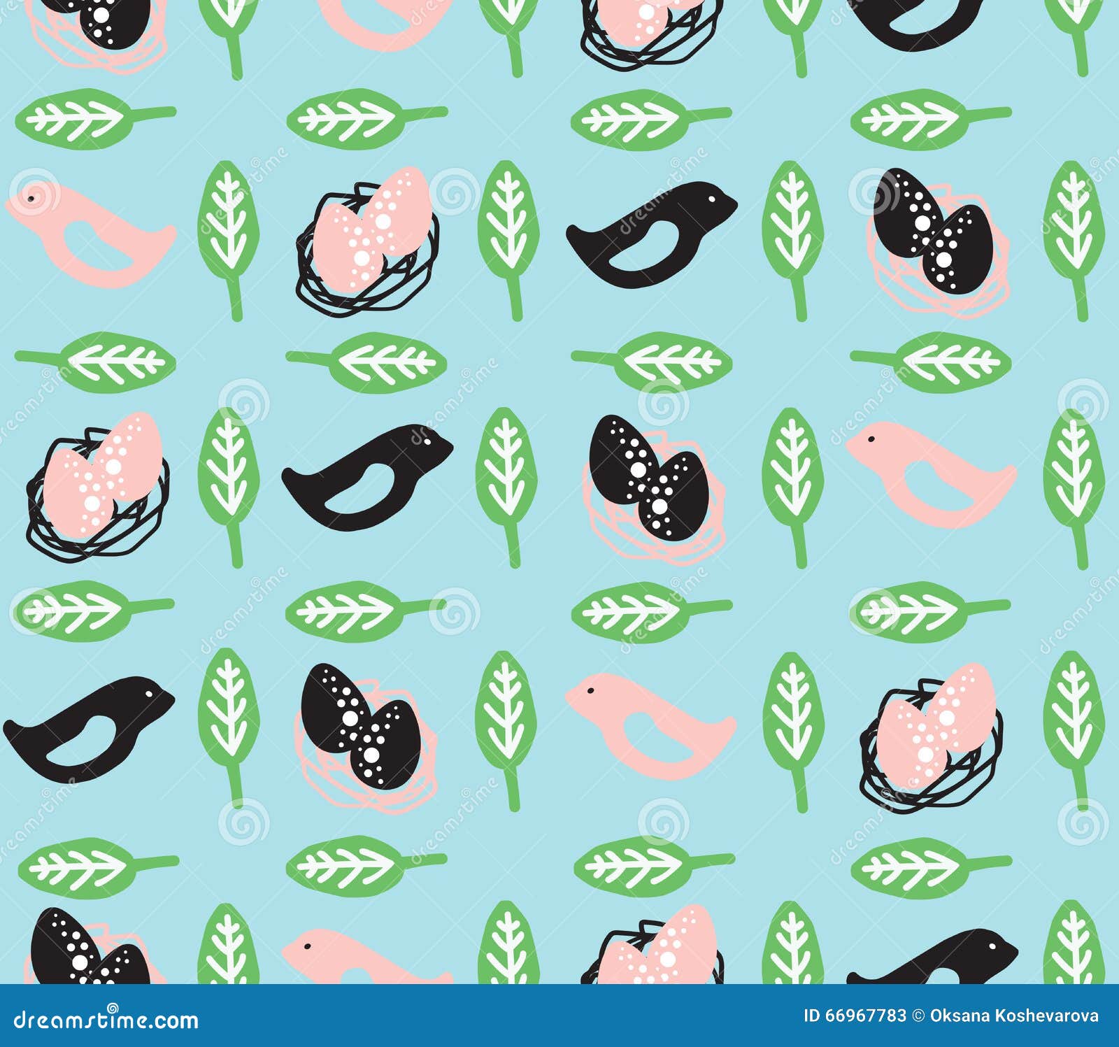 Birds Nests in Spring Vector Pattern Stock Vector - Illustration of ...