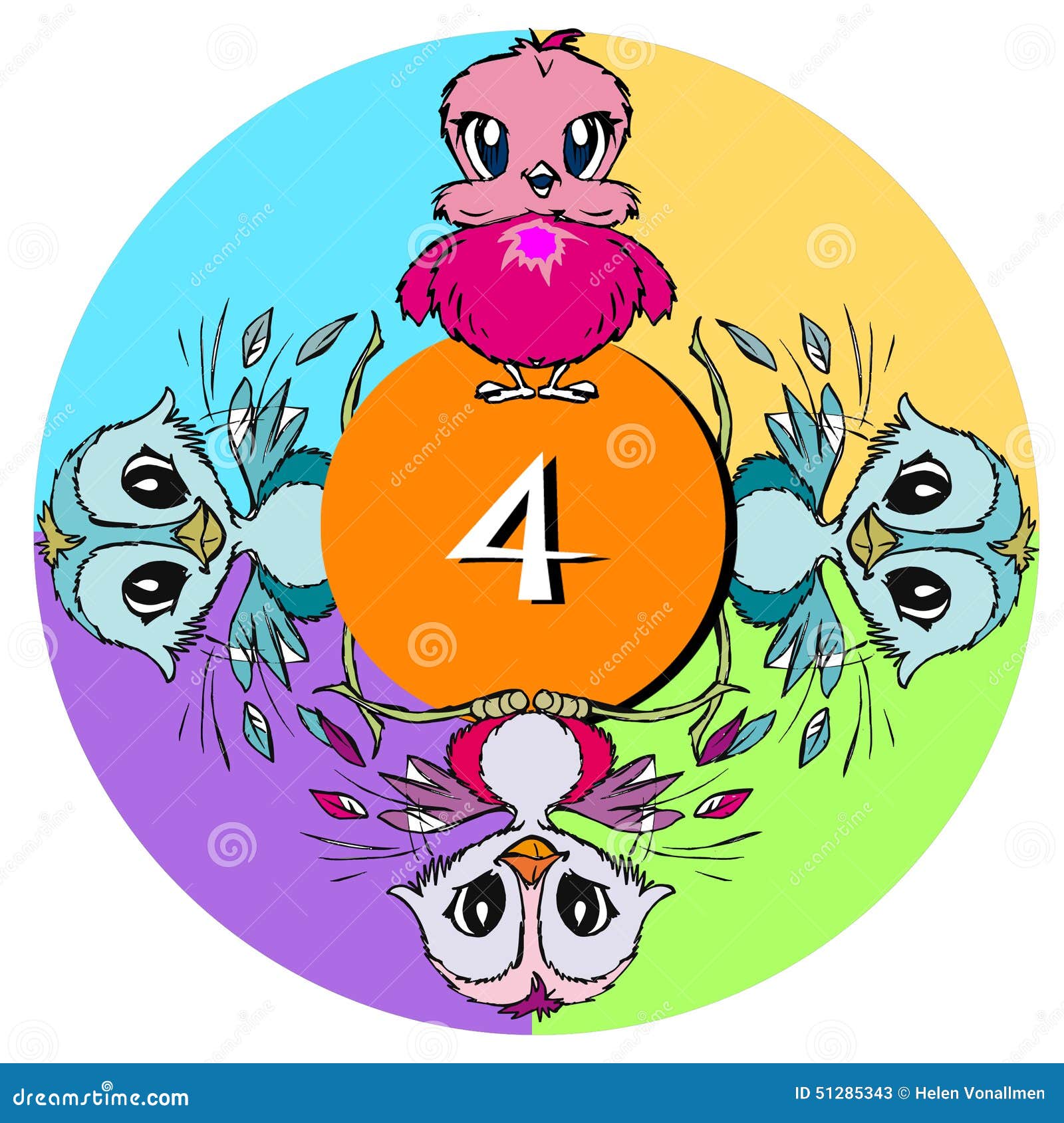 Number Four for Children or Baby Cartoon Stock Vector - Illustration of ...