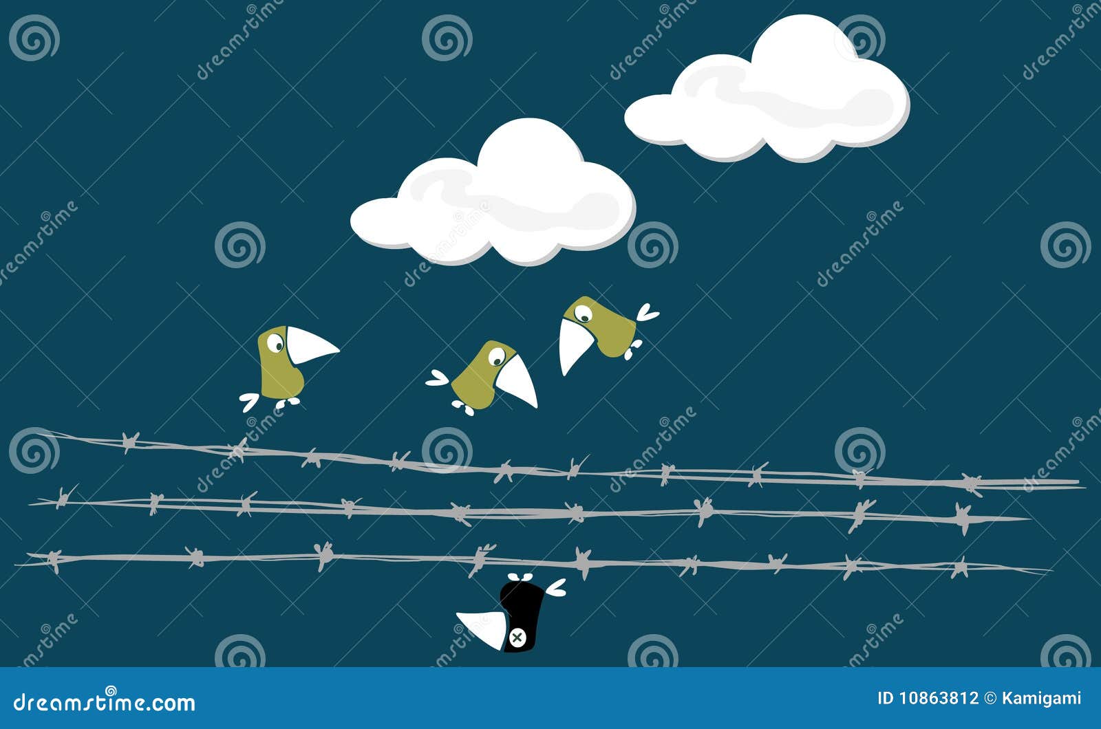 Birds over the wire stock illustration. Illustration of watching - 10863812