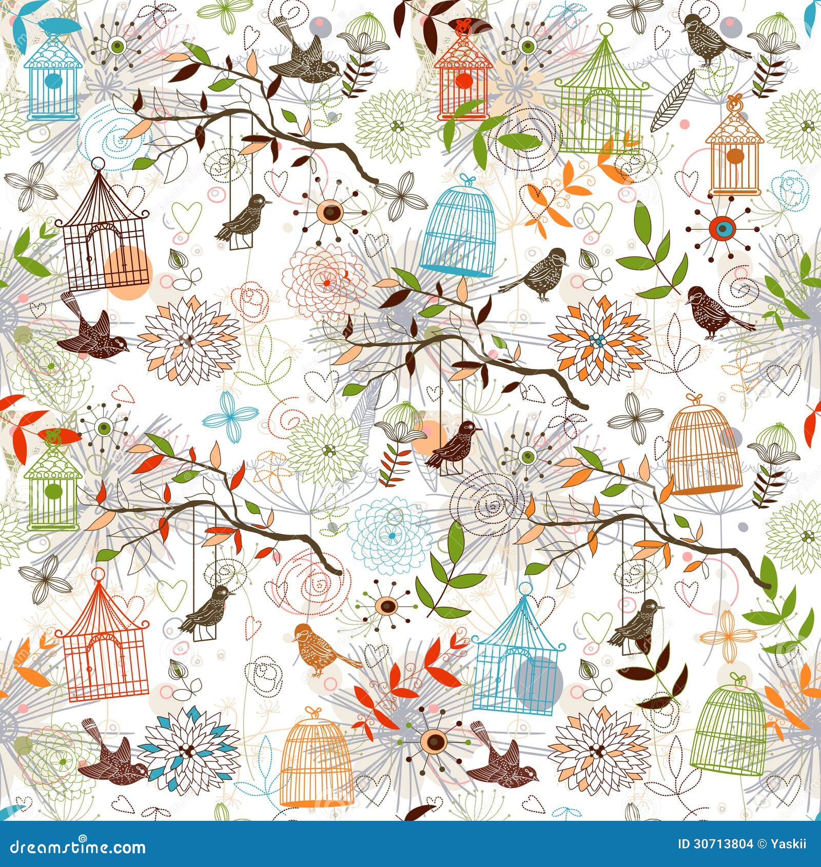 Birds pattern stock vector. Illustration of pattern, heart - 30713804