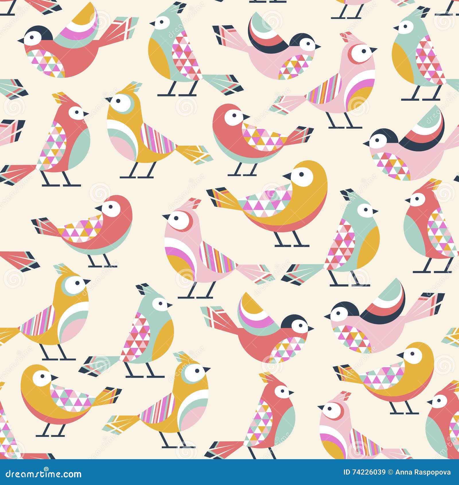 Birds pattern stock vector. Illustration of ornament - 74226039