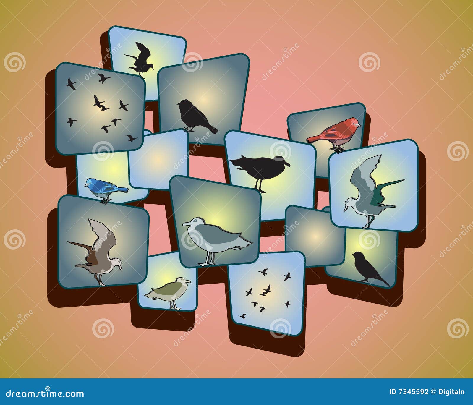 Birds on a Peachy Background Stock Vector - Illustration of outdoors ...