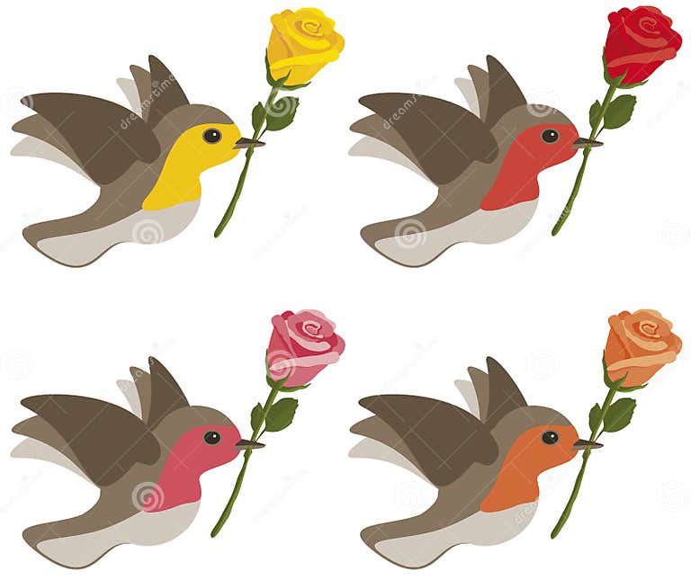 Birds with roses stock vector. Illustration of flying - 24621784