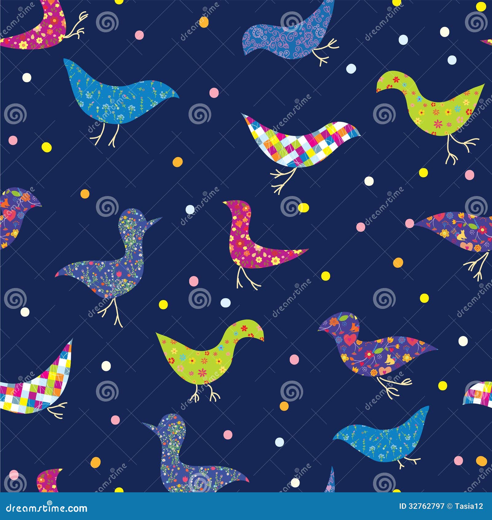 Birds Seamless Funny Pattern Stock Vector - Illustration of element ...
