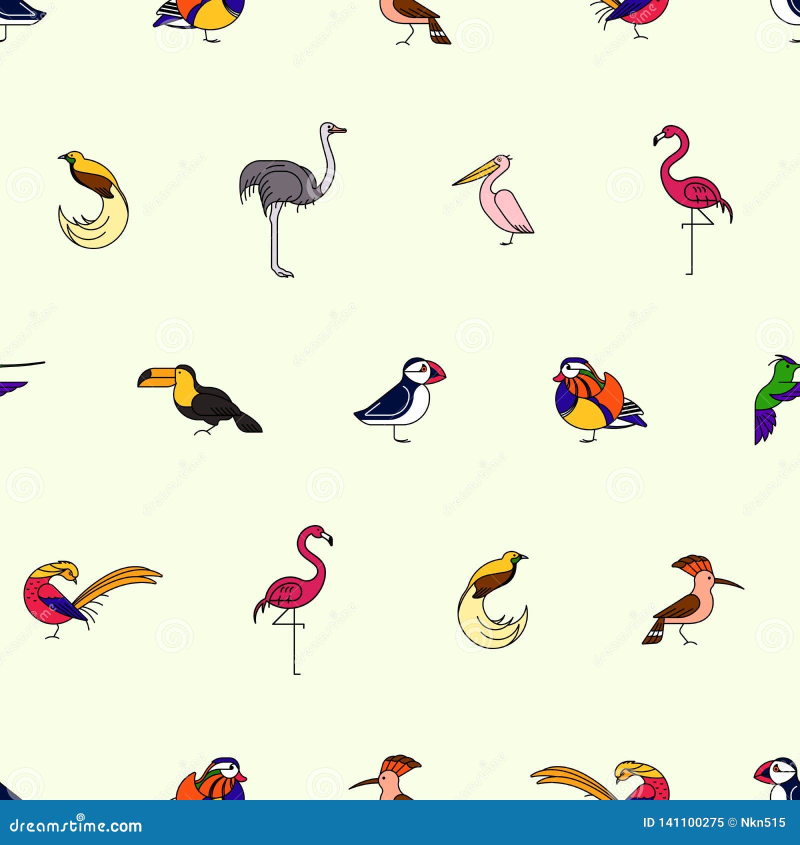 Birds seamless pattern stock vector. Illustration of colour - 141100275