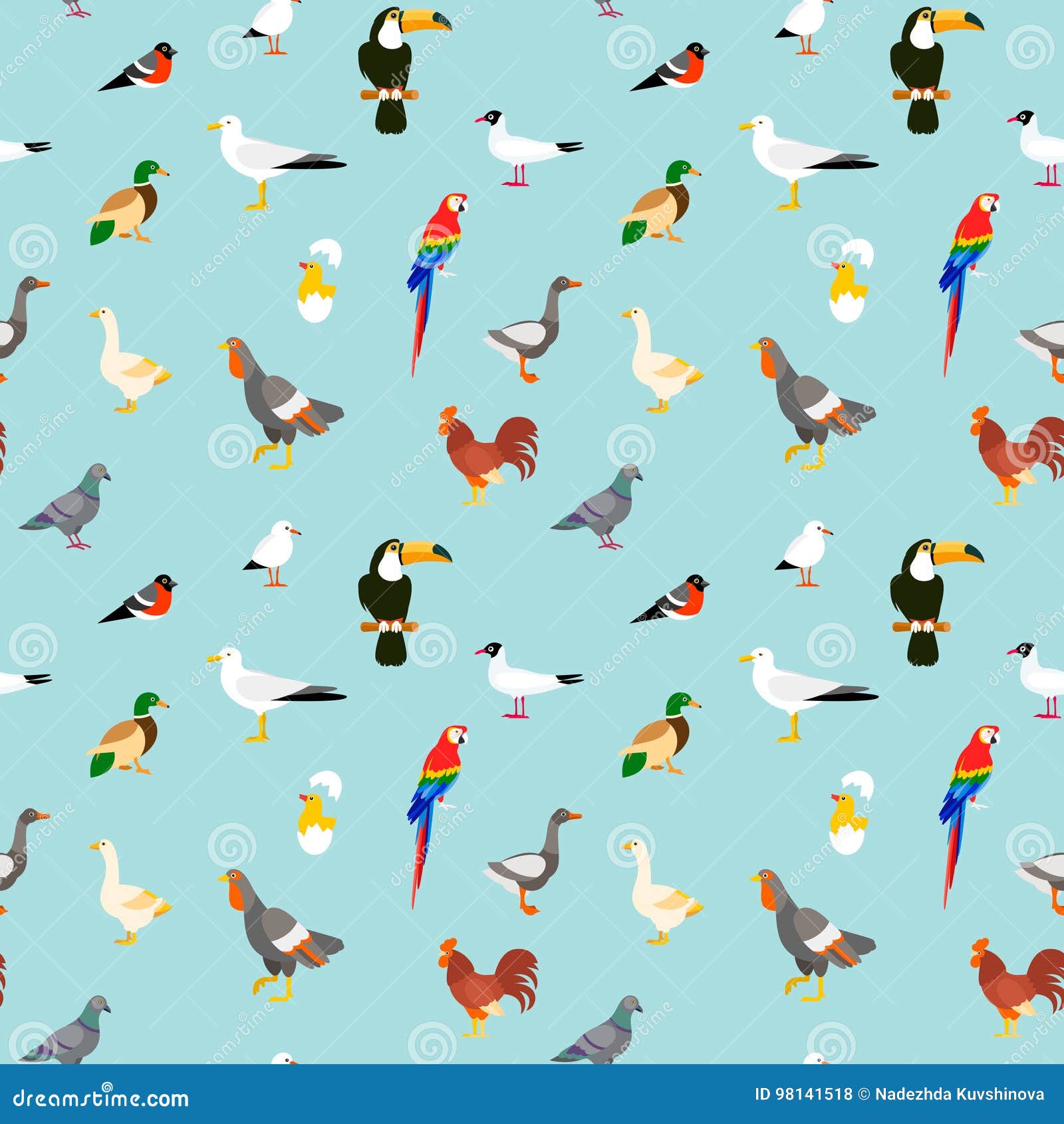 Birds seamless pattern. stock vector. Illustration of paper - 98141518