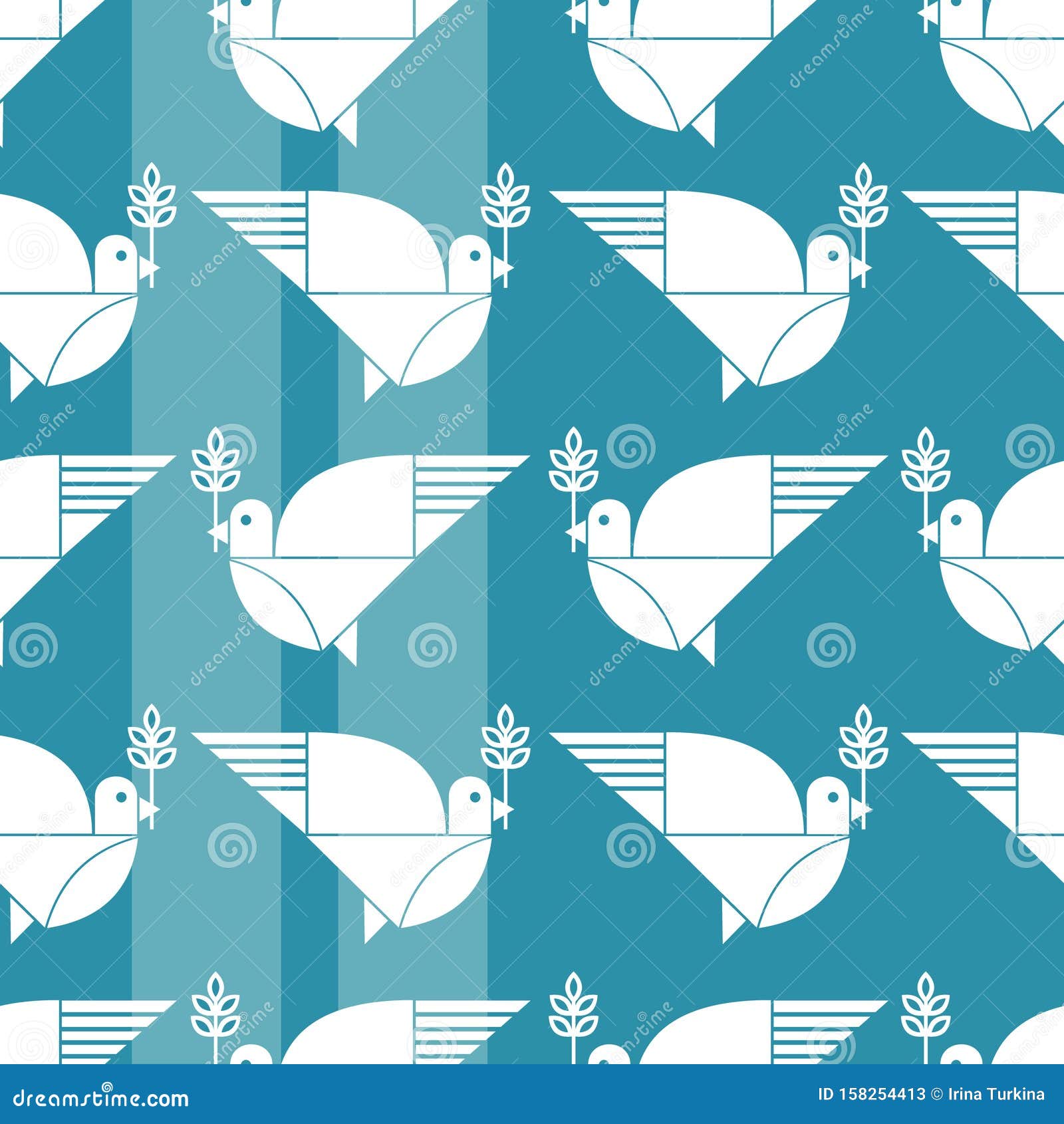 Birds, Colorful Seamless Pattern. Decorative Background with Pigeons ...