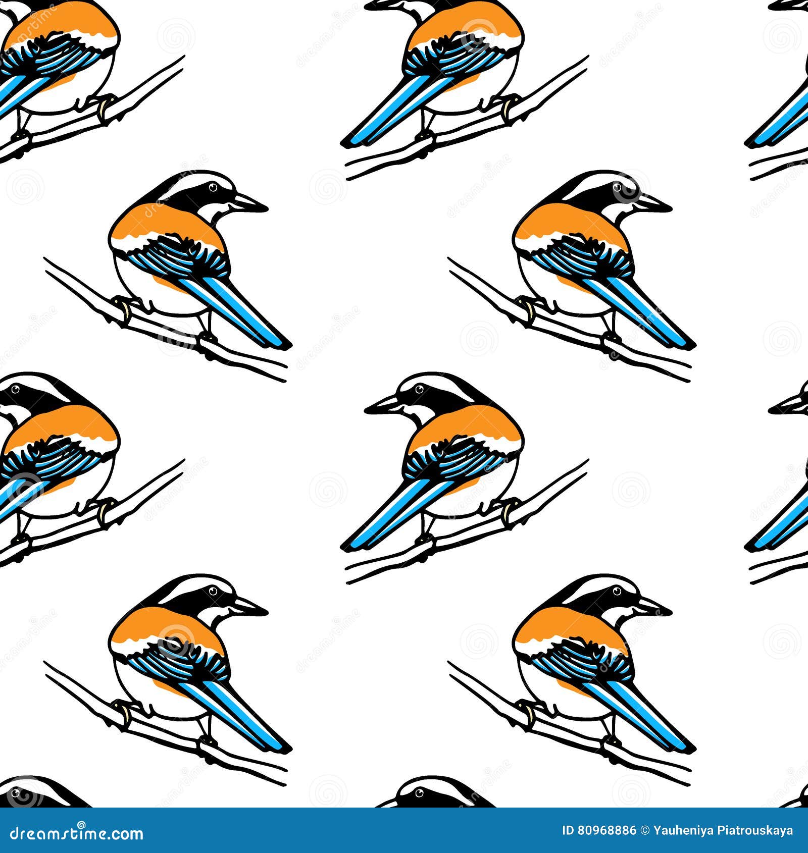 Birds seamless pattern stock vector. Illustration of line - 80968886