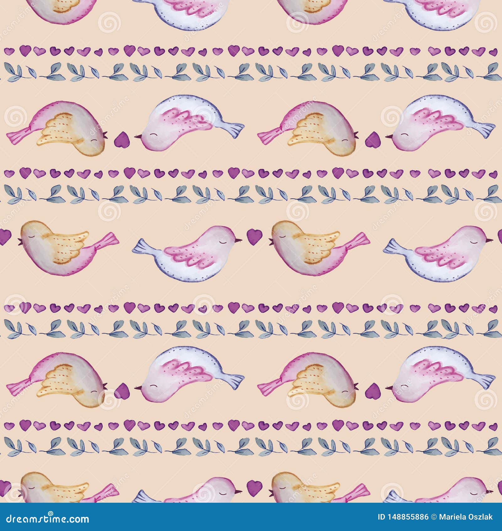 BIRDS SEAMLESS REPEAT PRINT PATTERN TILE Stock Photo - Image of ...