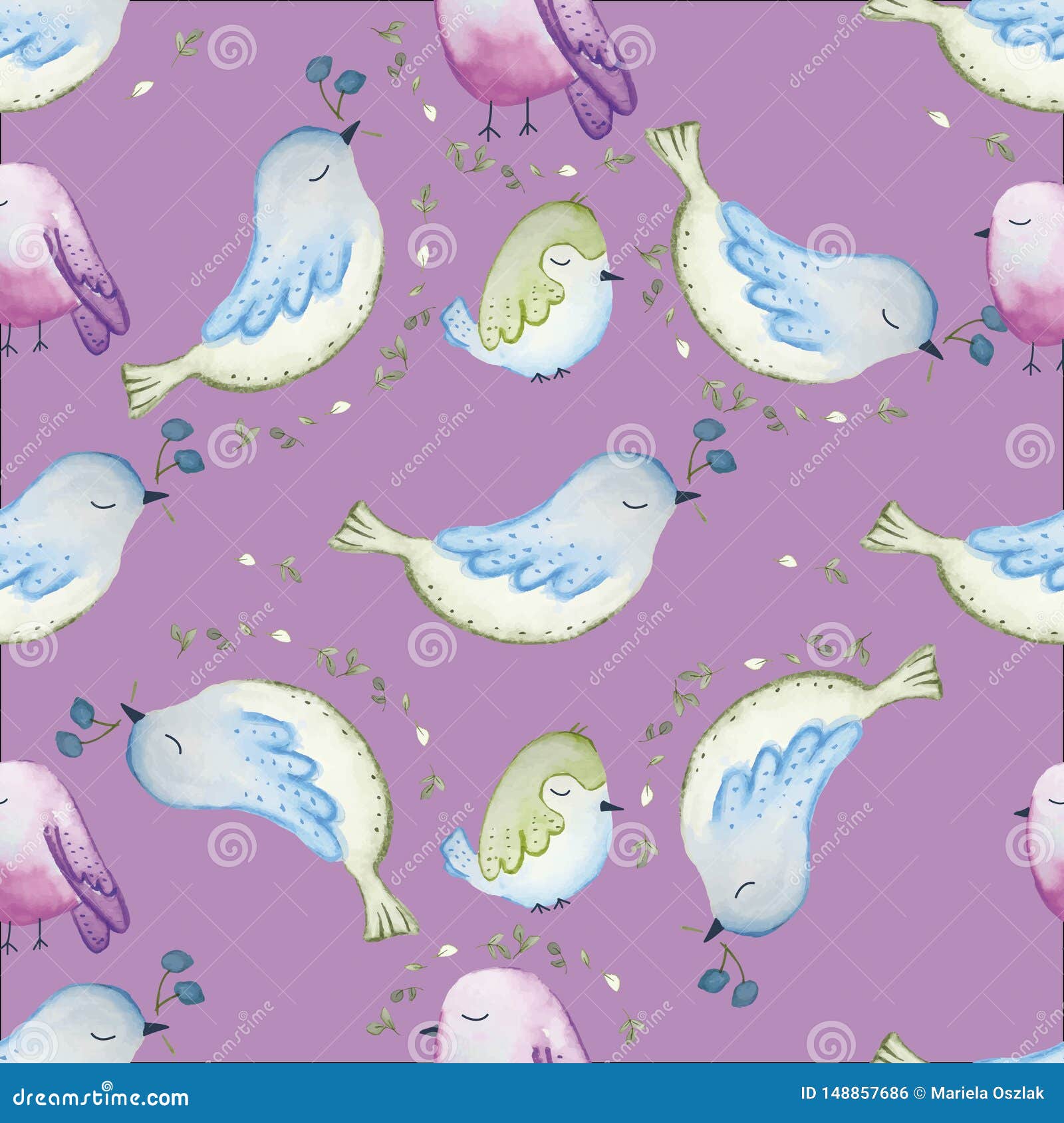 BIRDS SEAMLESS REPEAT PRINT PATTERN TILE Stock Photo - Image of drawing ...