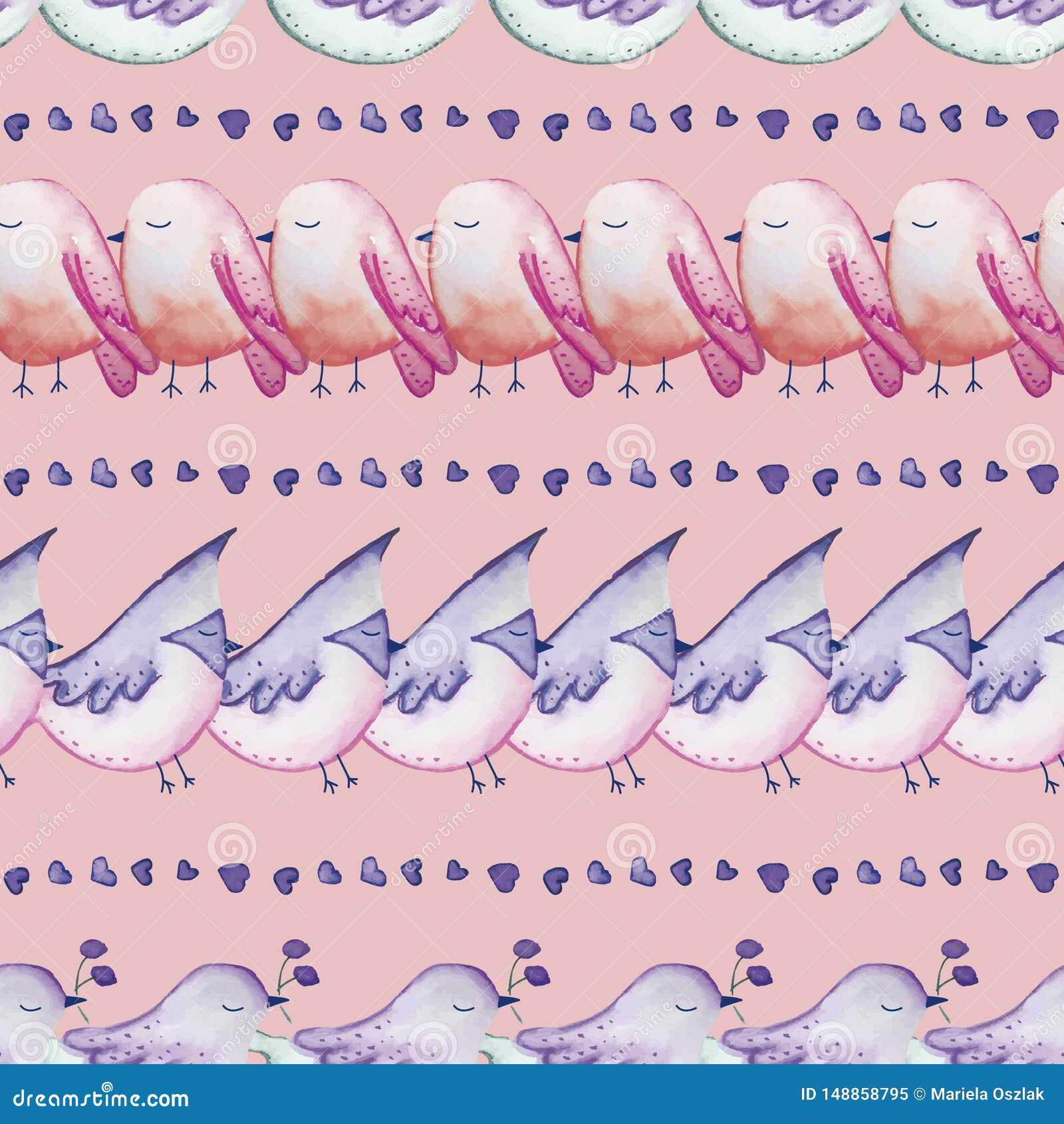 BIRDS SEAMLESS REPEAT PRINT PATTERN TILE Stock Vector - Illustration of ...