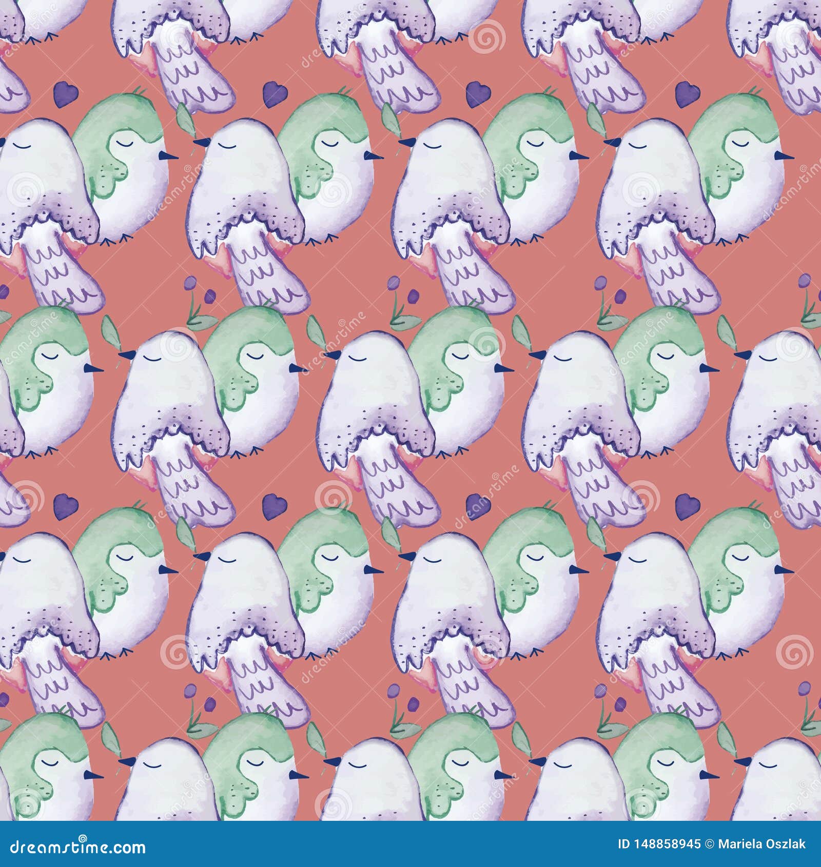 BIRDS SEAMLESS REPEAT PRINT PATTERN TILE Stock Vector - Illustration of ...