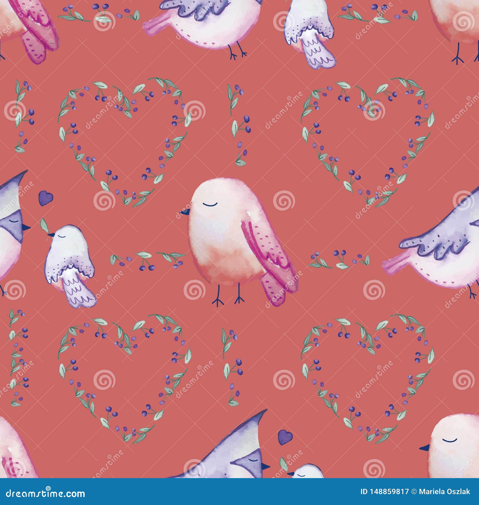BIRDS SEAMLESS REPEAT PRINT PATTERN TILE Stock Illustration ...