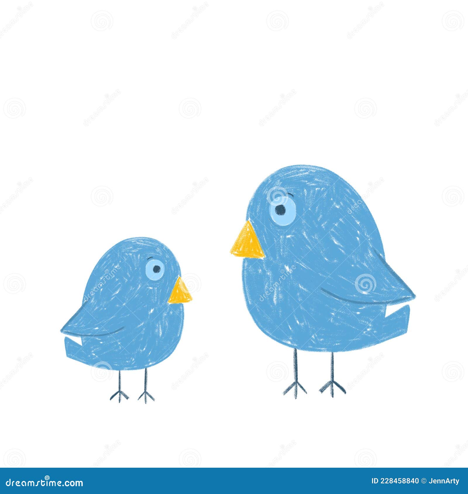 Birds Set. Chalk Drawing. Children S Drawing Doodle Bird Stock ...