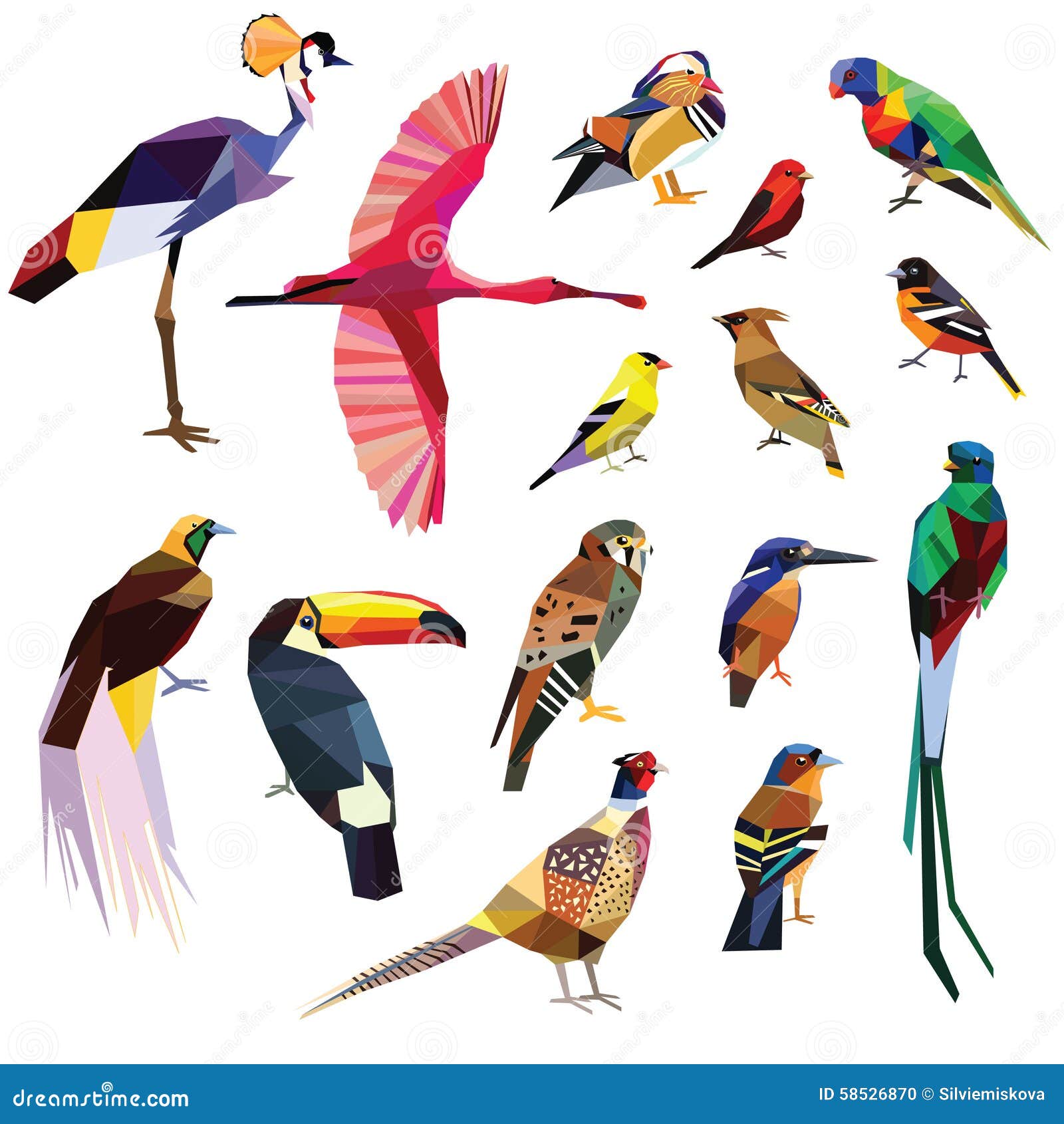 Birds set stock vector. Illustration of colorful, fauna - 58526870