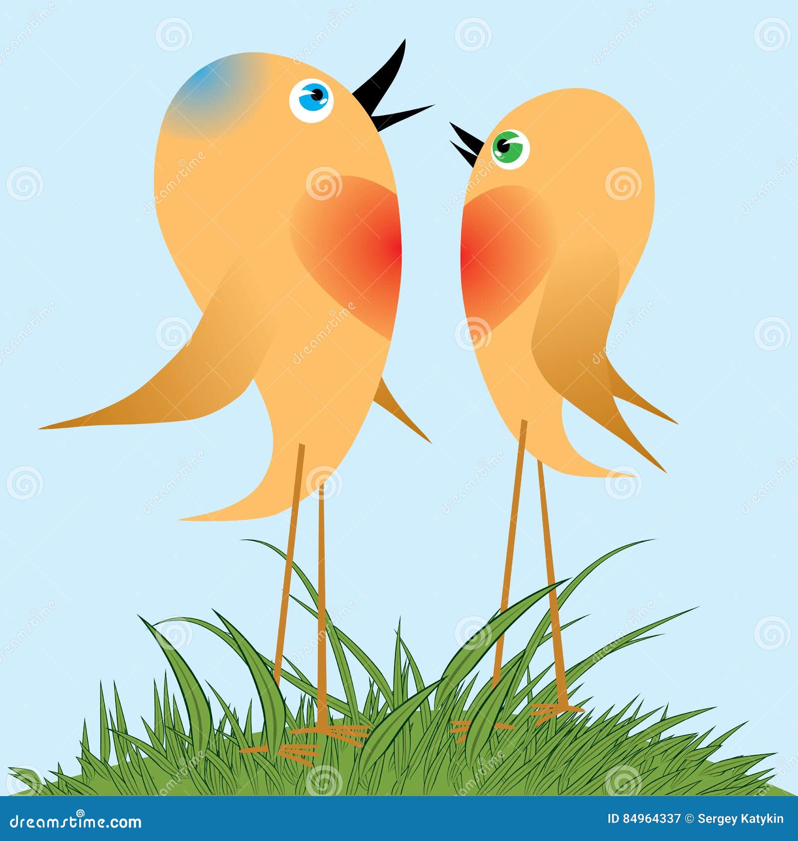 Birds sing a spring song. stock vector. Illustration of creative - 84964337