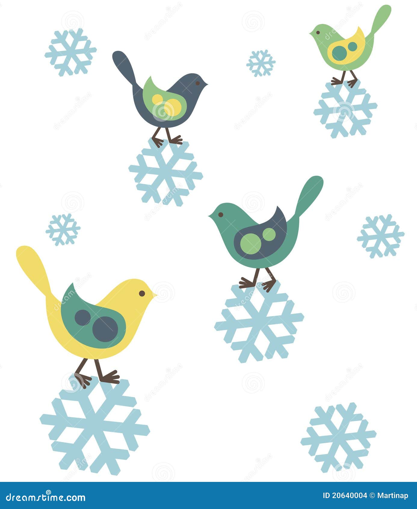Birds and snowflakes stock vector. Illustration of cold - 20640004