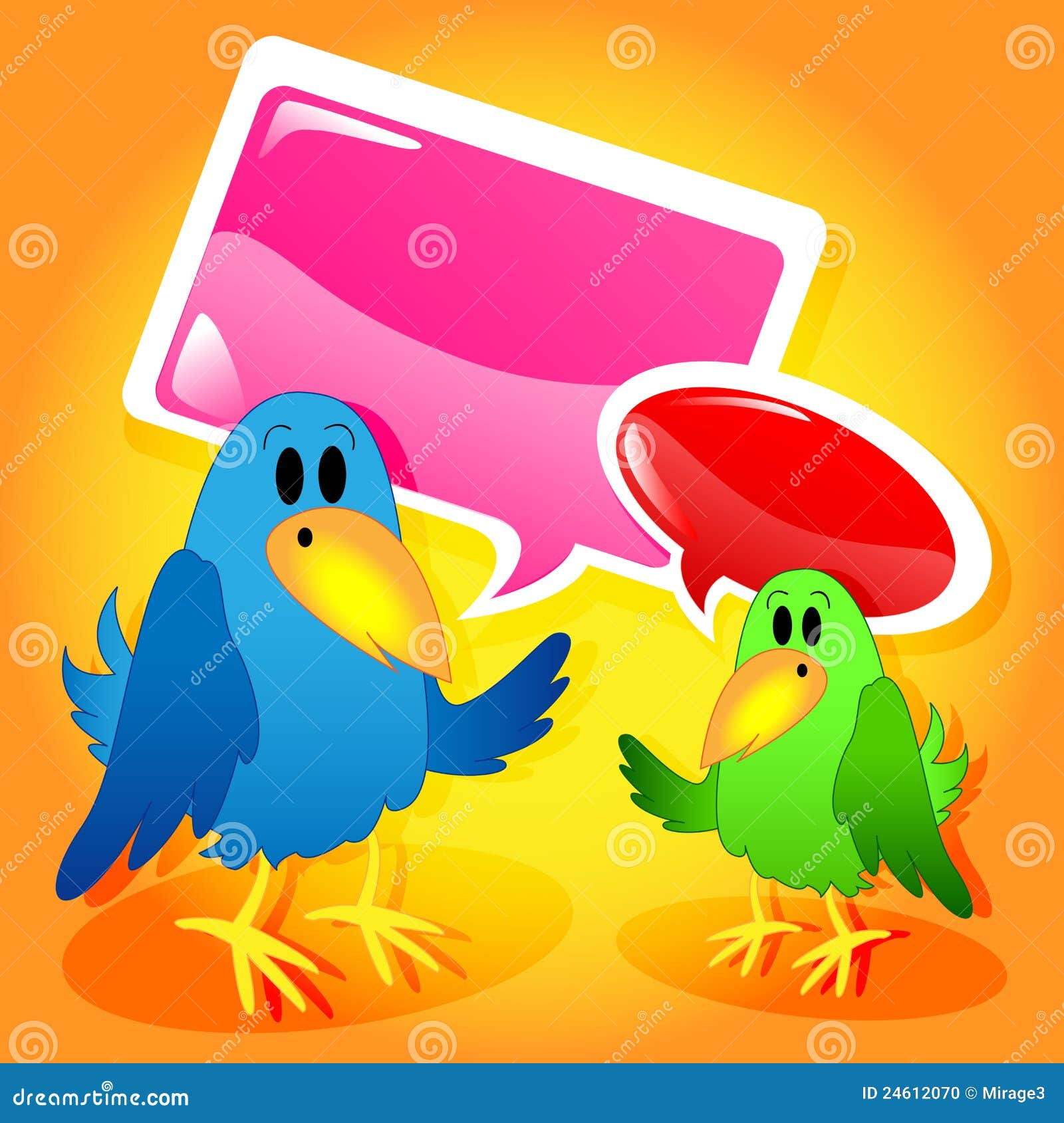 Birds with speech bubbles stock vector. Illustration of circle - 24612070