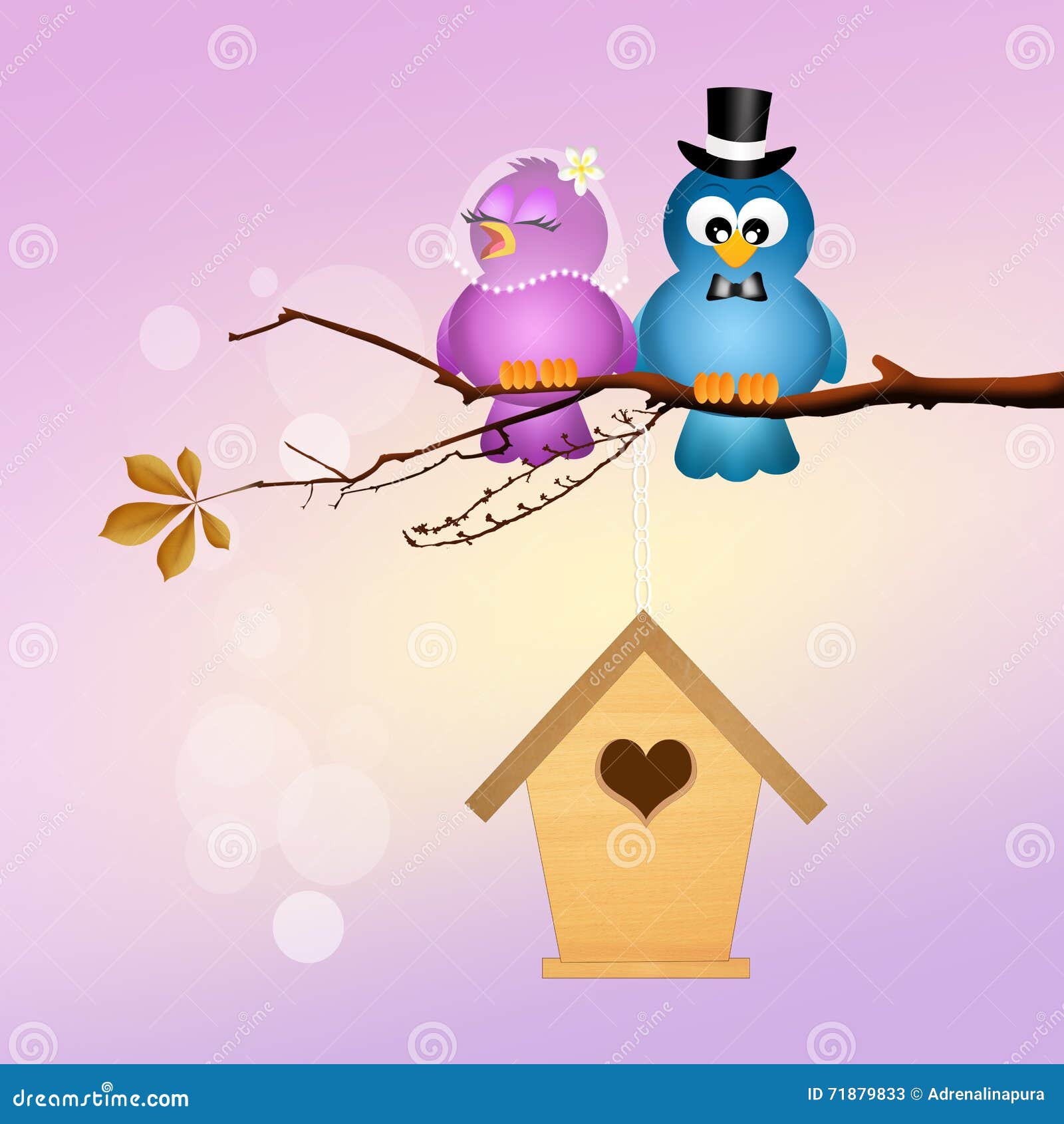 Birds spouses stock illustration. Illustration of postcard - 71879833