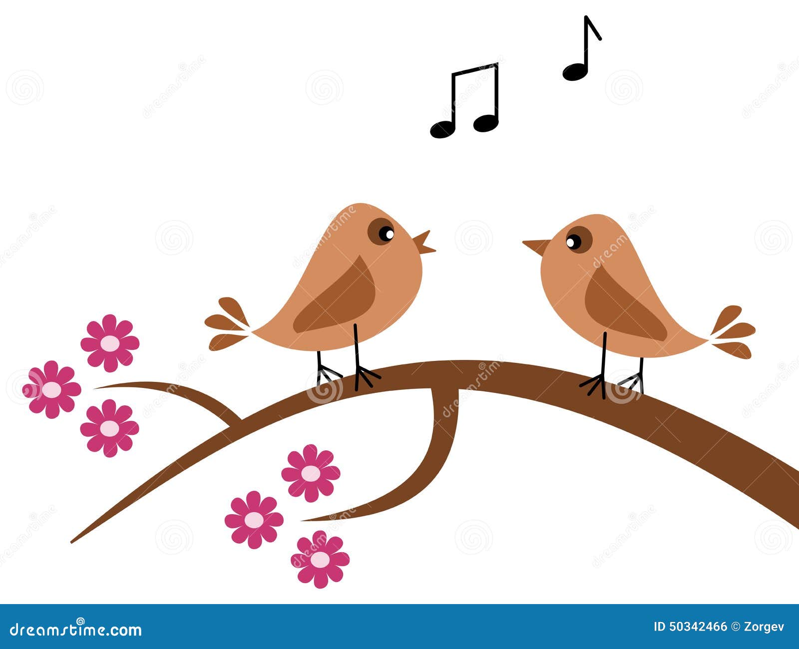 Birds in the Spring Singing Stock Vector - Illustration of bird, nature ...