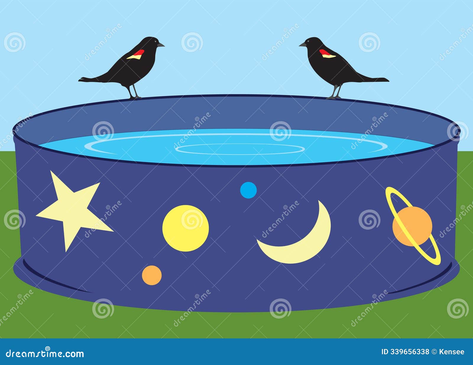 Birds on a Swimming Pool stock illustration. Illustration of edge ...