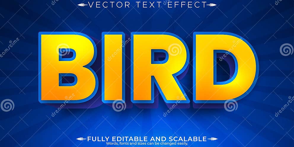 Birds Text Effect, Editable Cartoon and Parrot Text Style Stock Vector ...