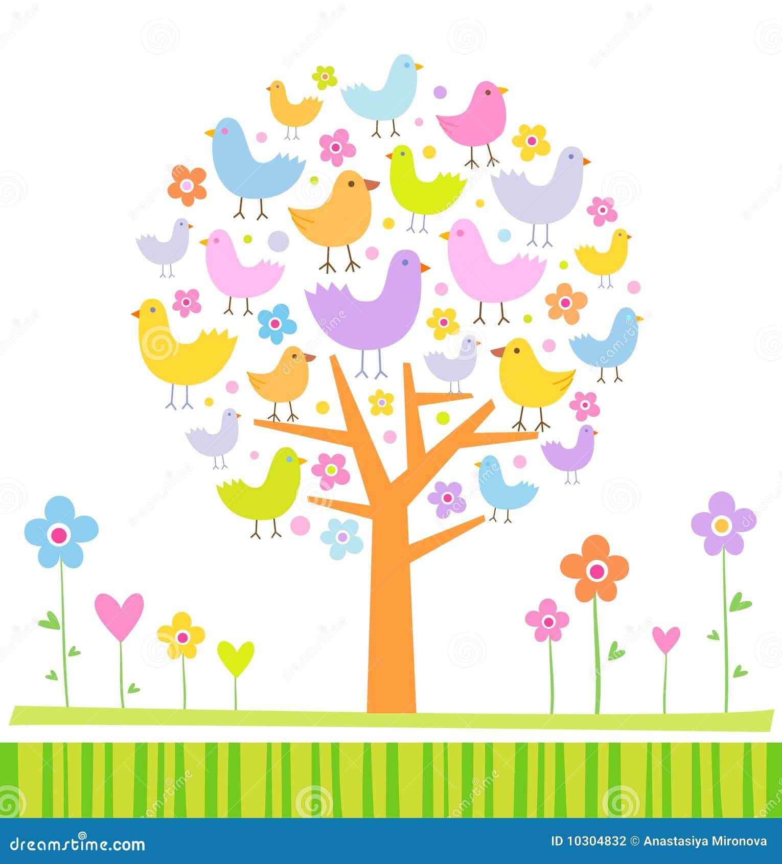 Birds on a tree stock vector. Illustration of spring - 10304832