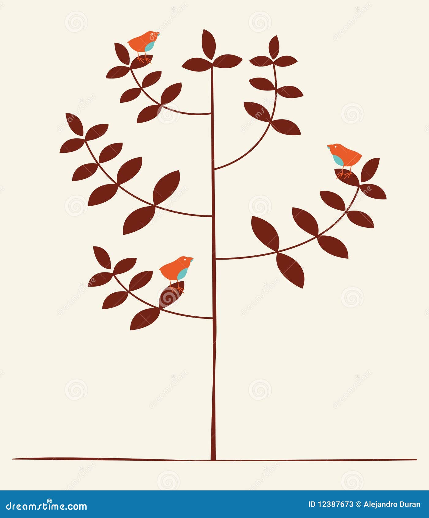 Birds on tree stock vector. Illustration of beautiful - 12387673