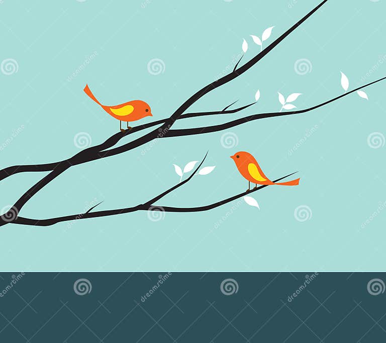 Birds on Tree stock vector. Illustration of simple, spring - 13255530