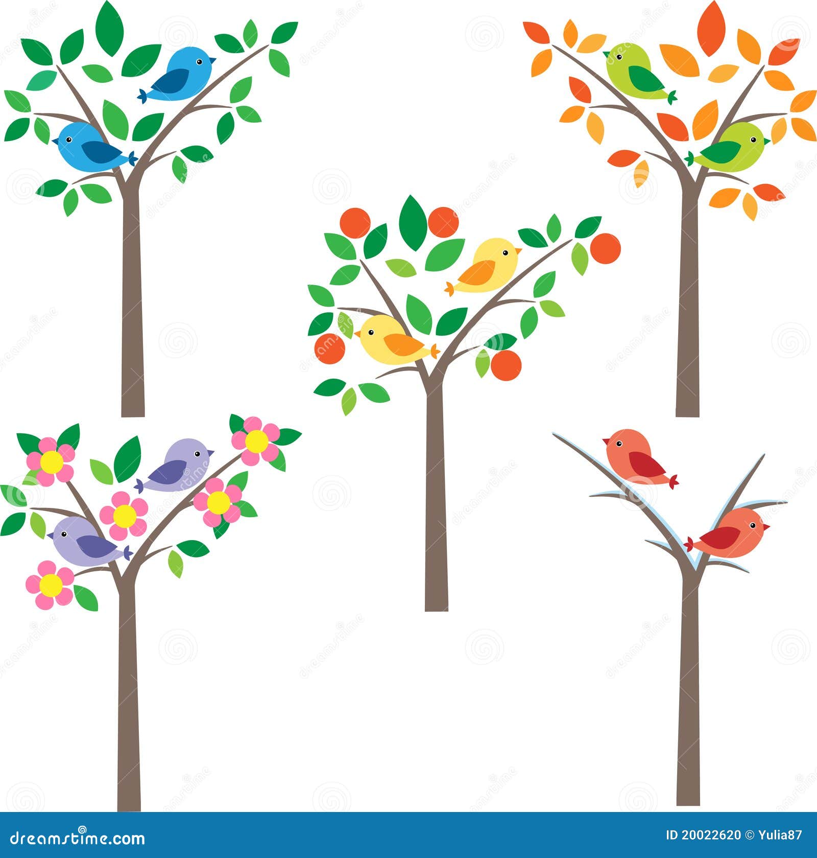 Birds on tree stock vector. Illustration of vector, bright - 20022620