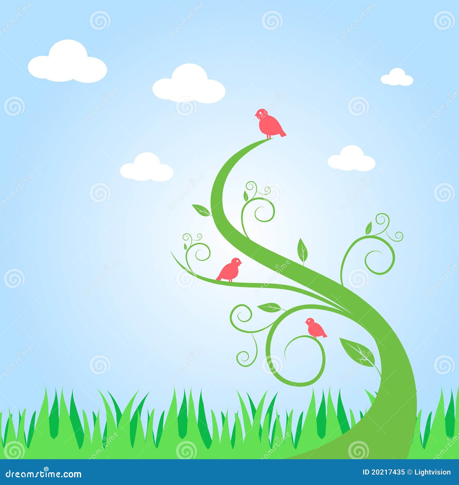 Birds and Tree stock vector. Illustration of summer, color - 20217435