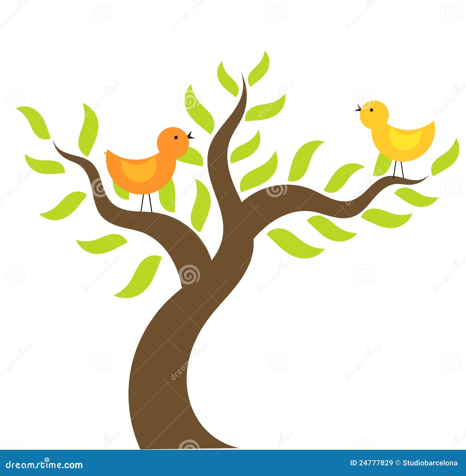Birds on tree stock vector. Illustration of isolated - 24777829