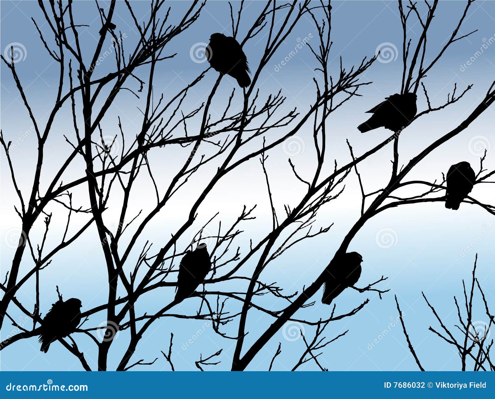 Birds on tree stock vector. Illustration of wildlife, birds - 7686032