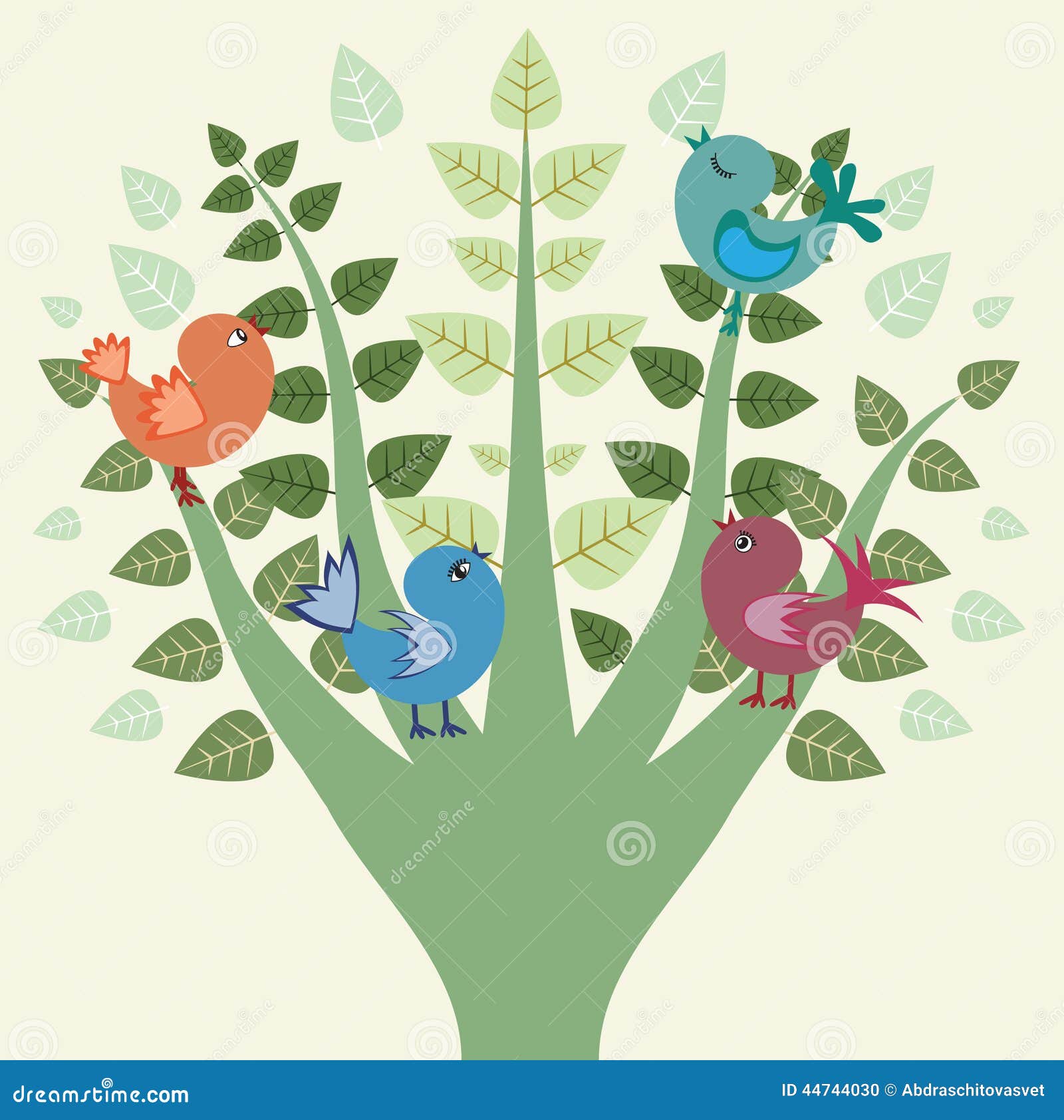 Birds on the tree stock vector. Illustration of element - 44744030
