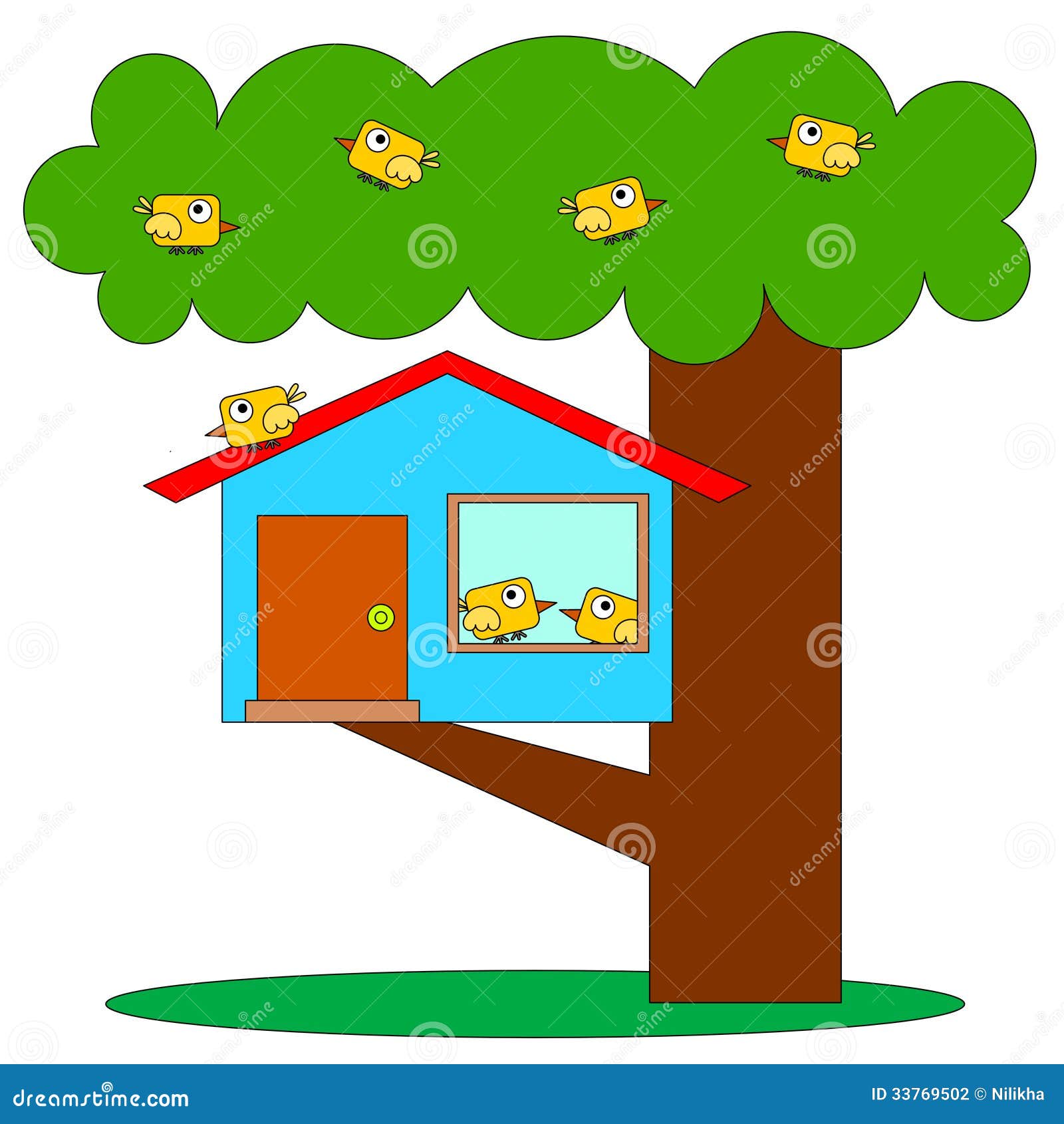 Birds tree house stock illustration. Illustration of cartoon - 33769502