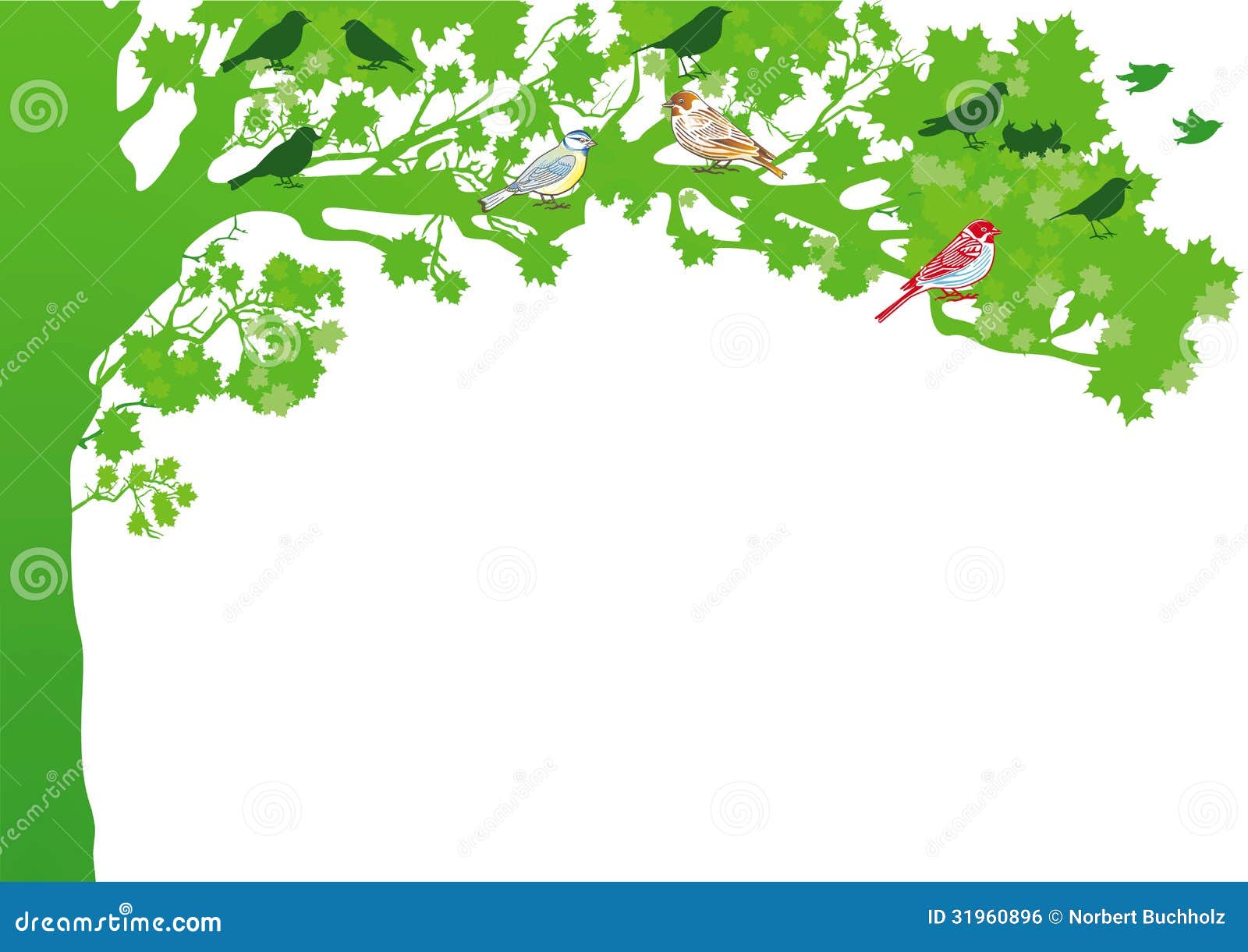 Birds in a tree stock vector. Illustration of illustrated - 31960896