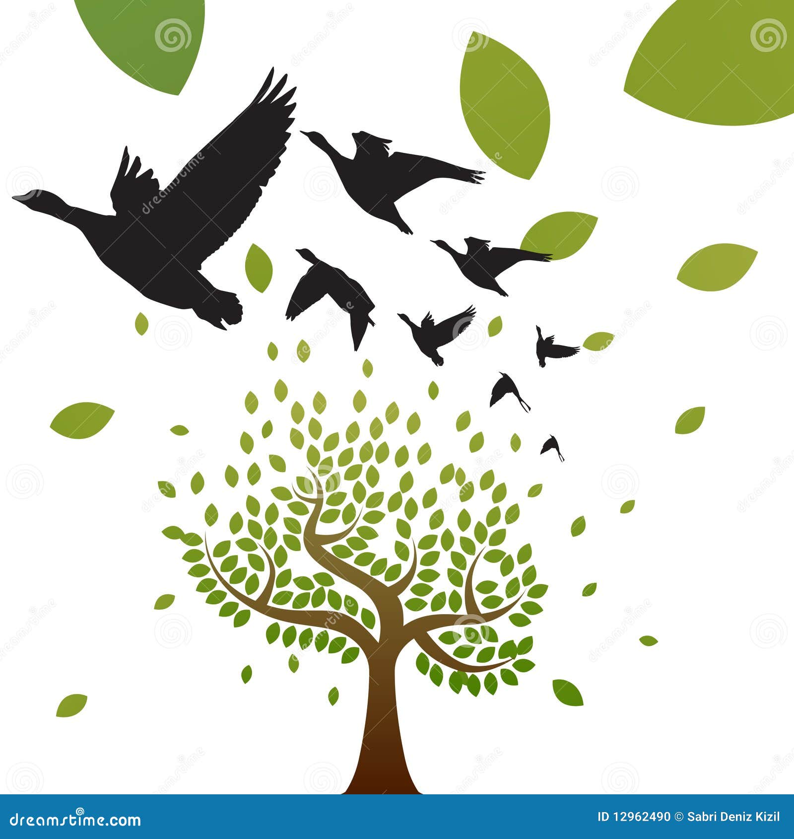 Birds and tree vector stock vector. Illustration of dusk - 12962490