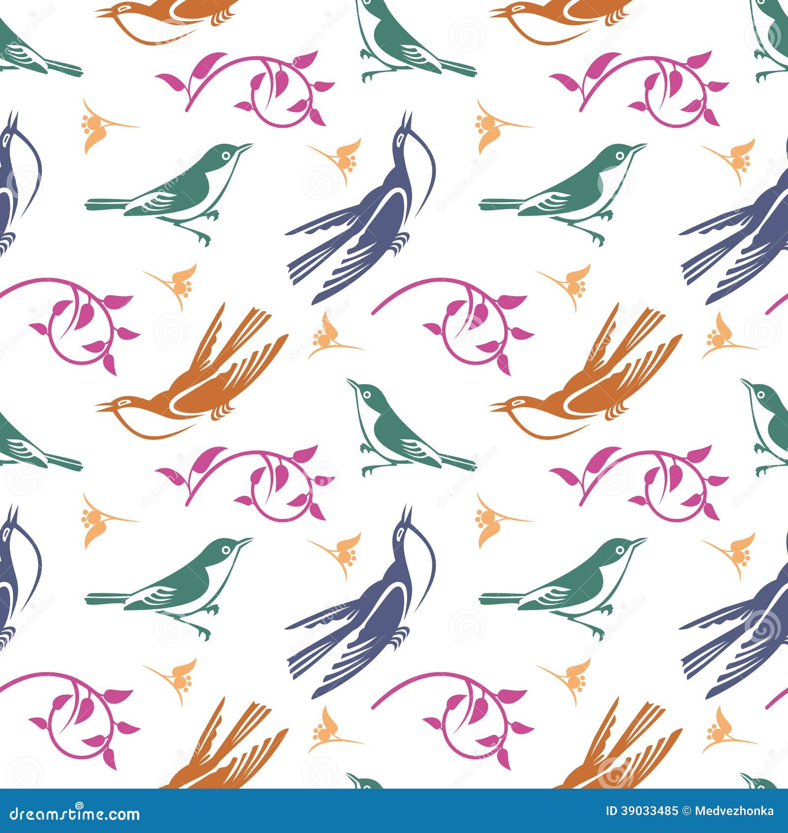 Birds wallpaper stock illustration. Illustration of decor - 39033485