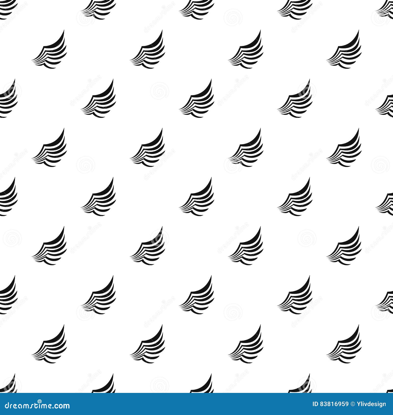 Birds Wing with Feathers Pattern, Simple Style Stock Vector ...