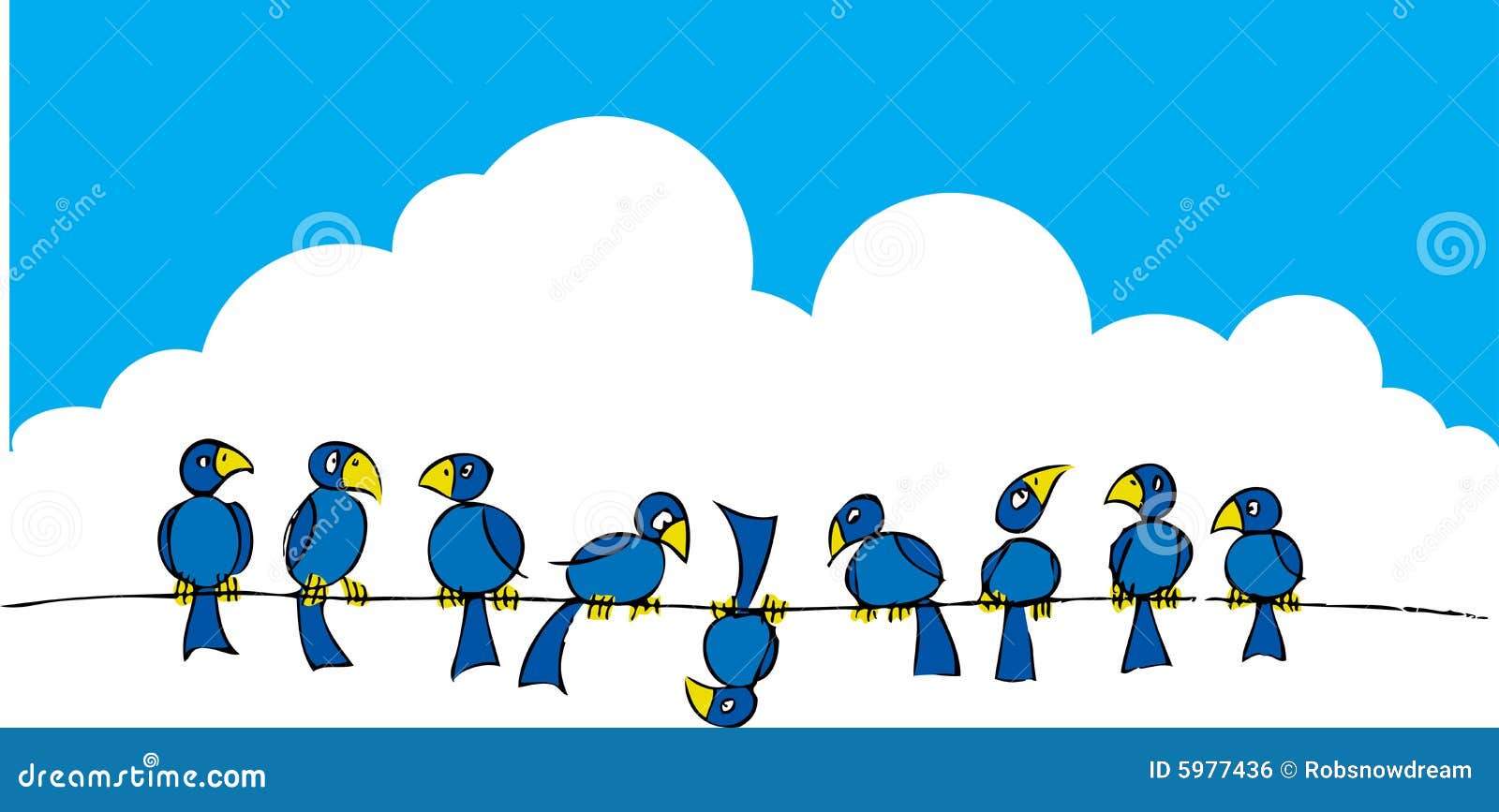 Birds on a wire #2 stock vector. Illustration of looking - 5977436