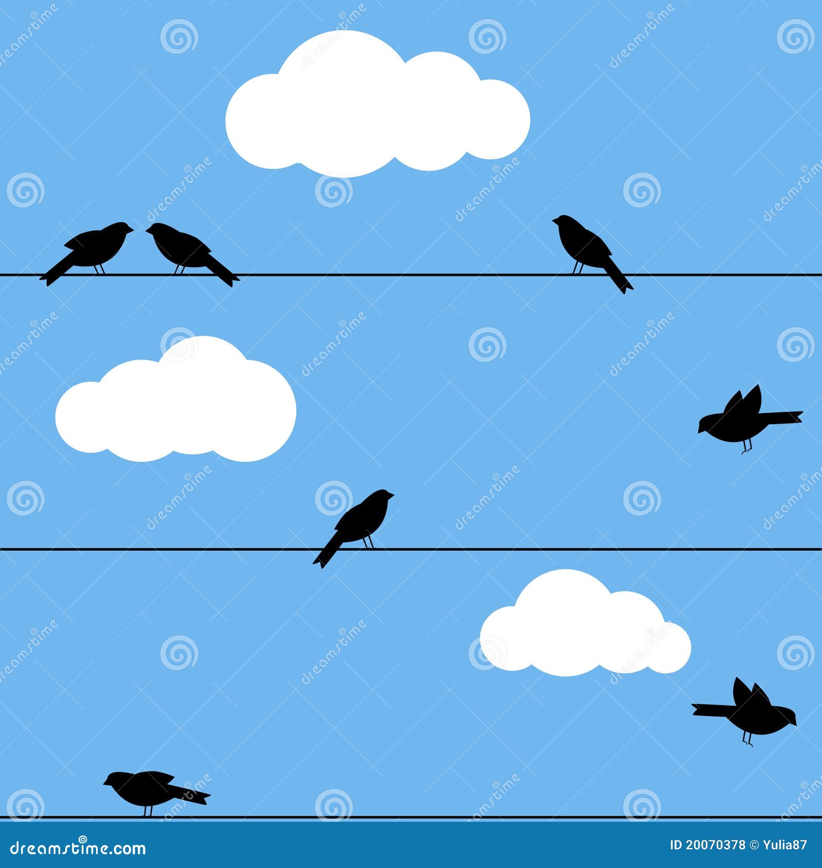 Birds on wire stock vector. Illustration of vector, graphic - 20070378
