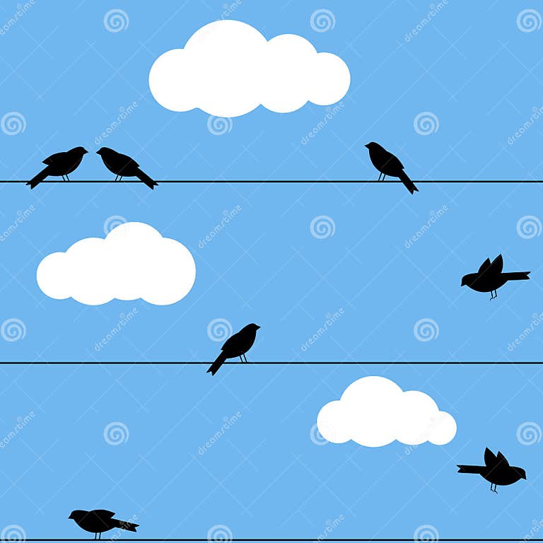 Birds on wire stock vector. Illustration of vector, graphic - 20070378