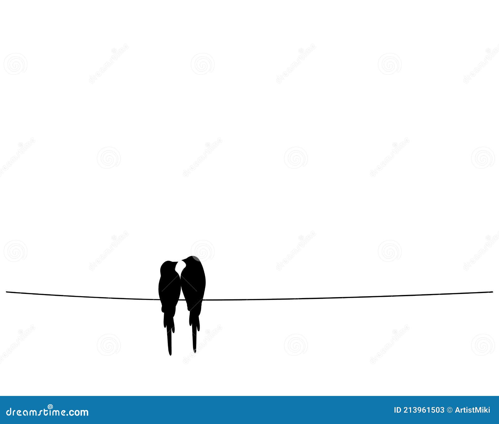 Birds on Wire, Vector. Birds Couple Silhouettes Stock Vector ...