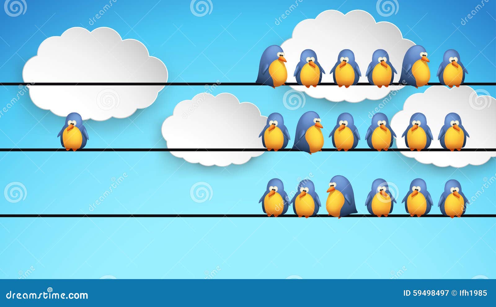 Birds on wire stock vector. Illustration of electric - 59498497