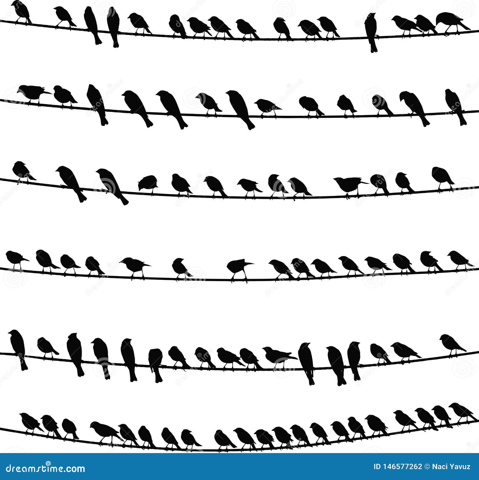 Birds on the Wire, Vector Illustration Stock Vector - Illustration of ...