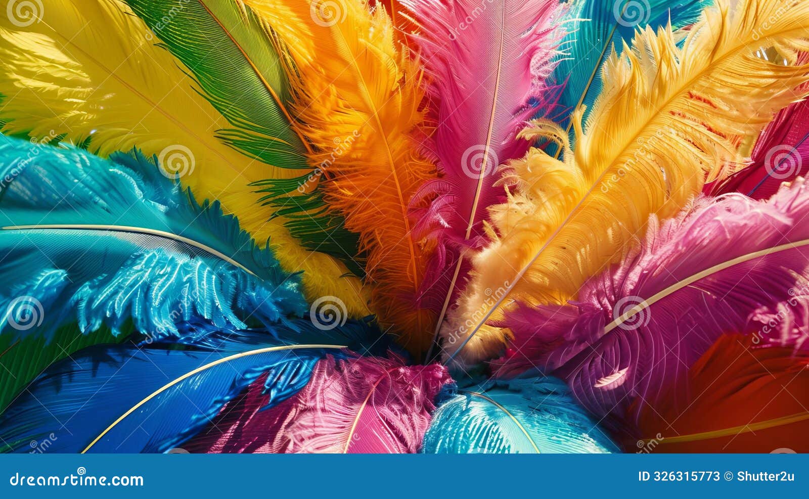 Birdseye View of Colorful Feathers at a Carnival Scene Stock ...