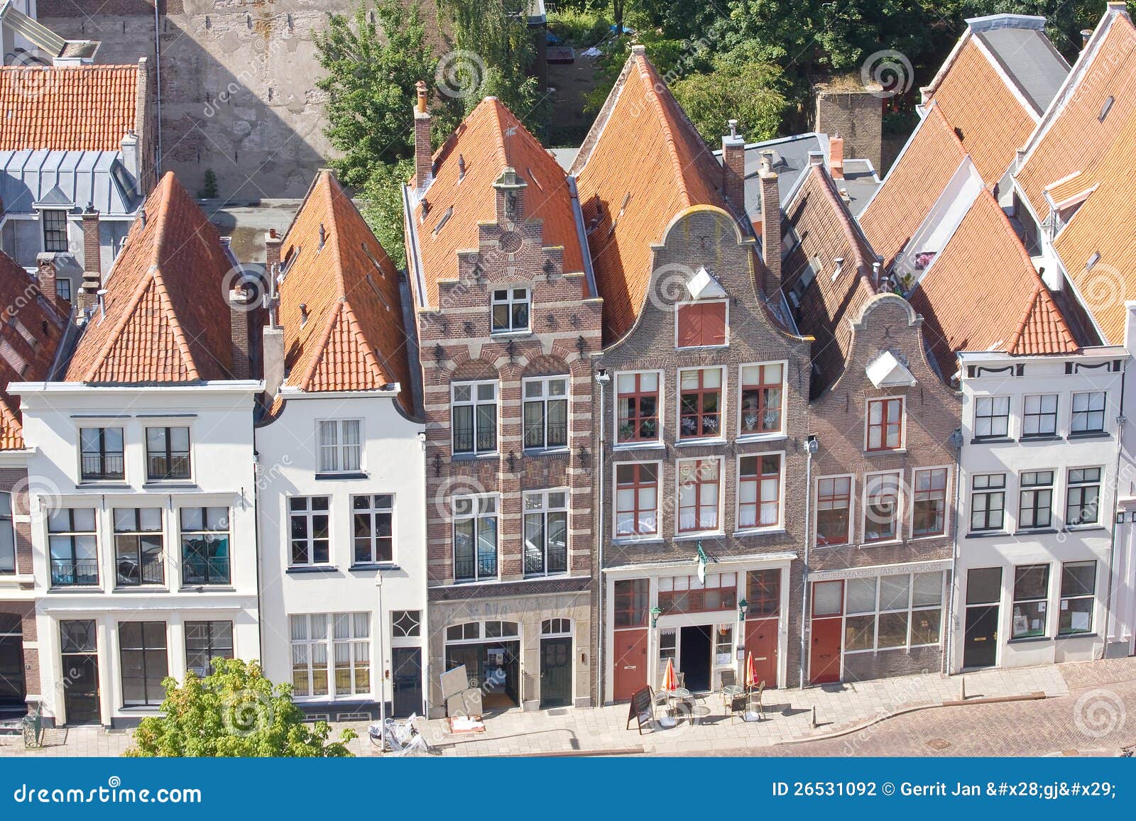 Birdseye View at Old Dutch Canalside Houses Stock Photo - Image of ...