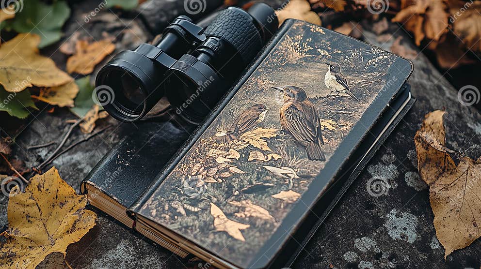 A Birdwatching Kit with Binoculars, a Field Guide, and a Notebook Stock ...